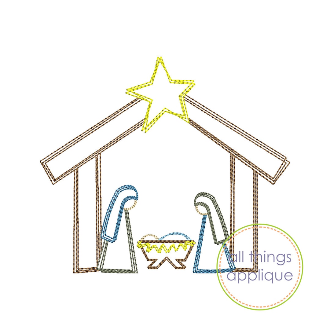 Nativity Scene Embroidery Design - Sketch Quick Stitch - Christmas ...
