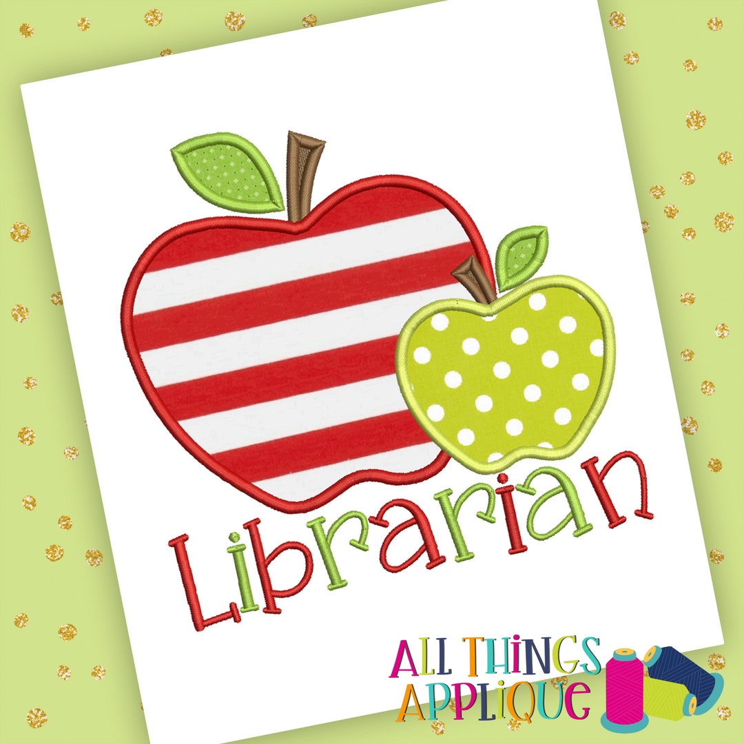 Back to School Applique Design for Machine Embroidery - Two Apples ...