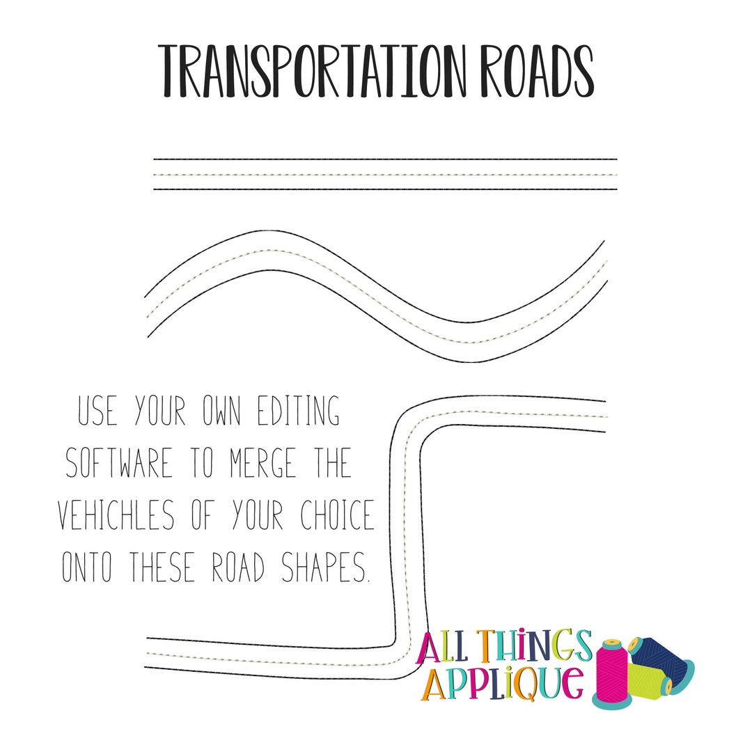Road Embroidery Designs - Bean Stitch Transportation Roads - Add Your ...