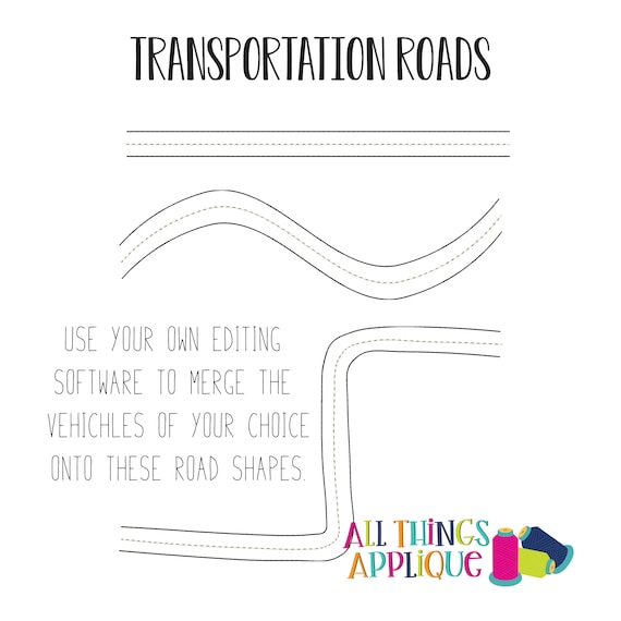 Road Embroidery Designs Bean Stitch Transportation Roads | Etsy