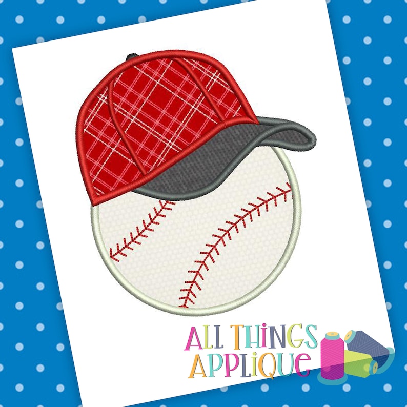 Baseball Applique Design for Machine Embroidery - Satin Stitch Applique ...