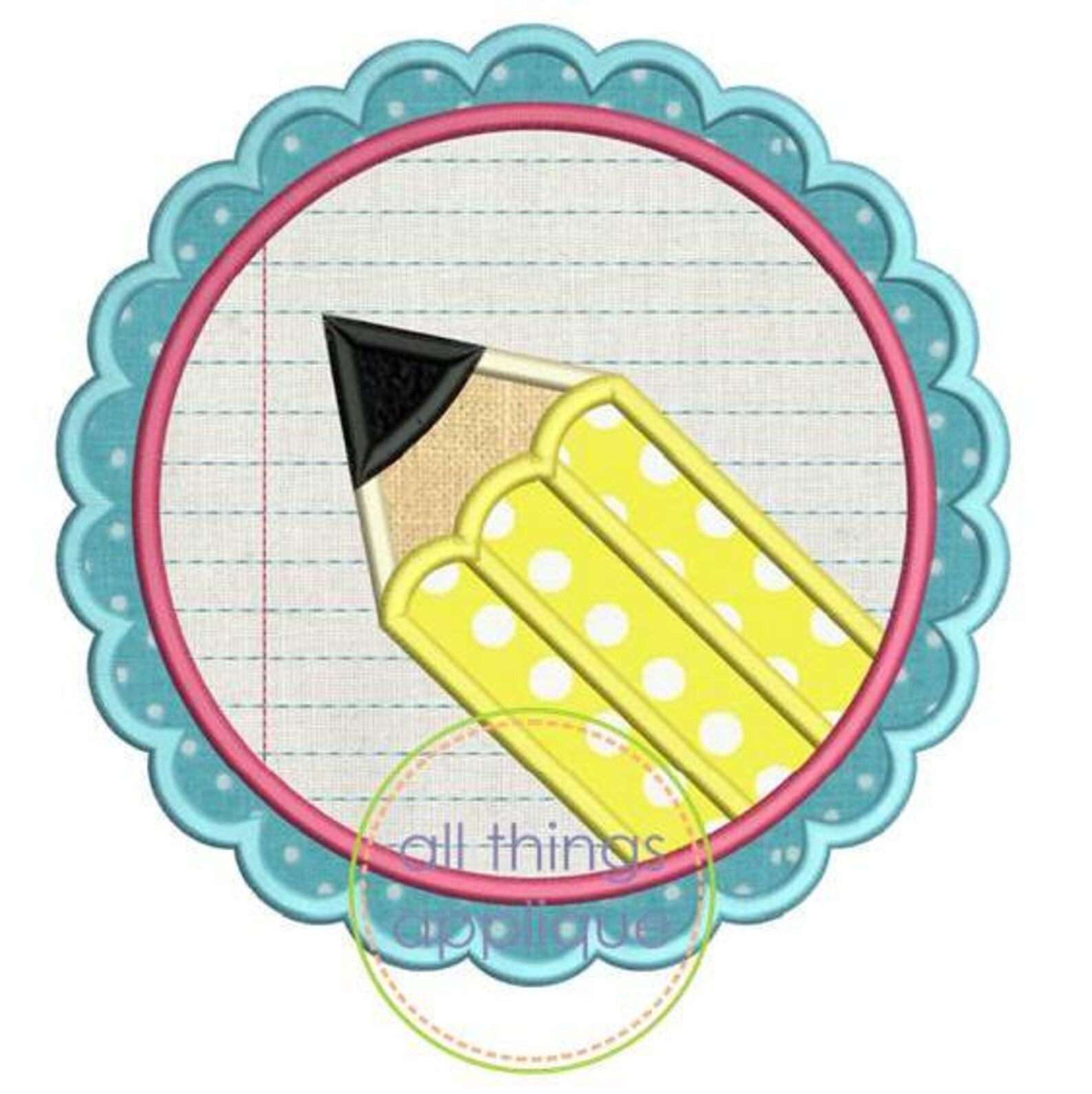 Pencil Scallop Patch Applique Design (#771) - SATIN Stitch - 4 Sizes ...