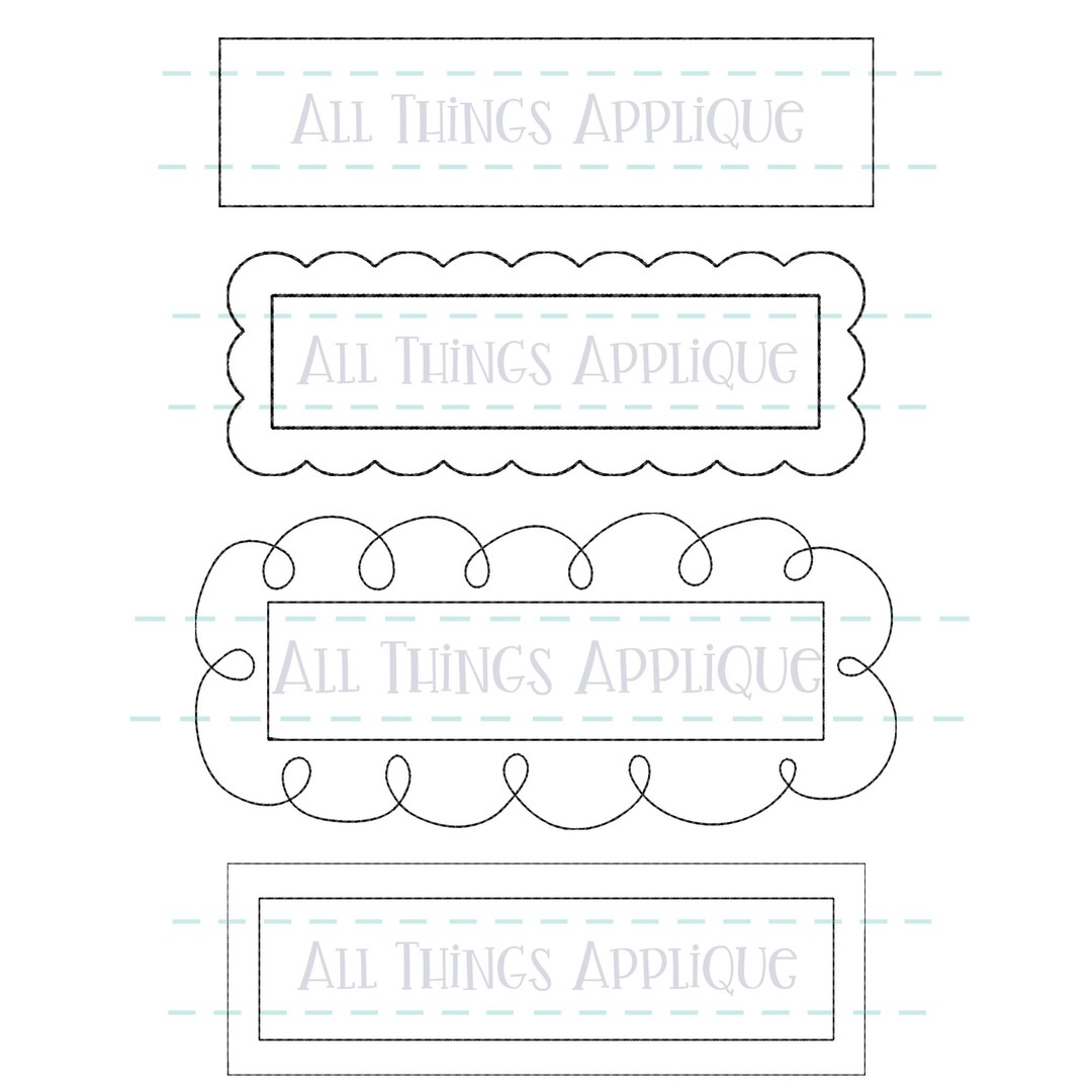 Name Frame Set - Rectangle, Double Rectangle, Scallop Edge, Loopy Name ...