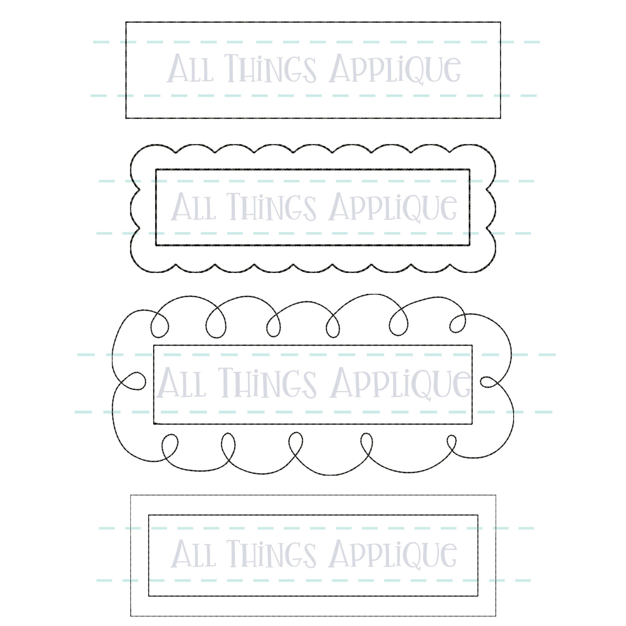 Name Frame Set - Rectangle, Double Rectangle, Scallop Edge, Loopy Name ...