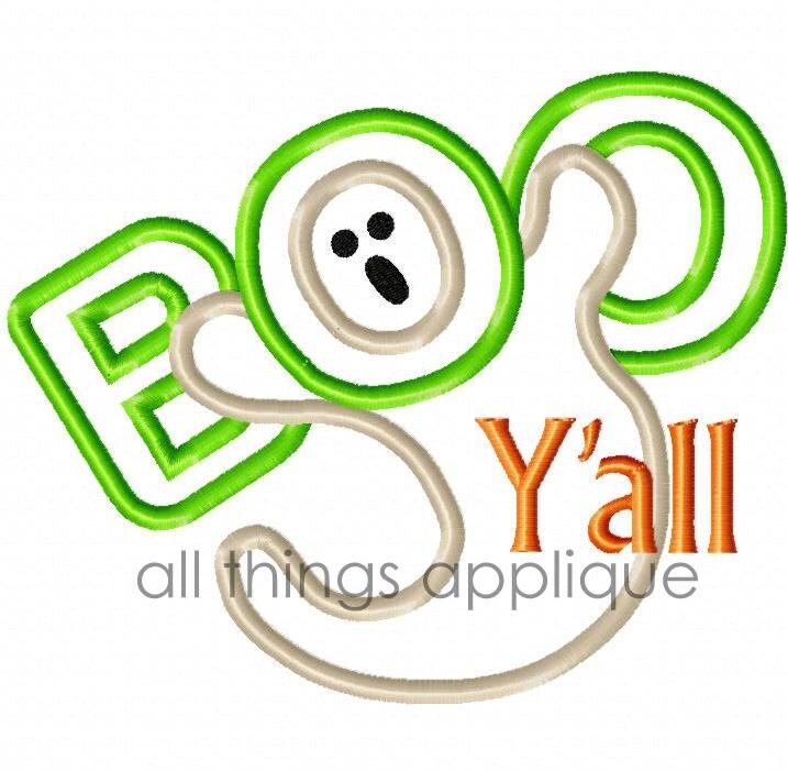 Boo Y'all Applique Design 4 Sizes Halloween Applique - Etsy