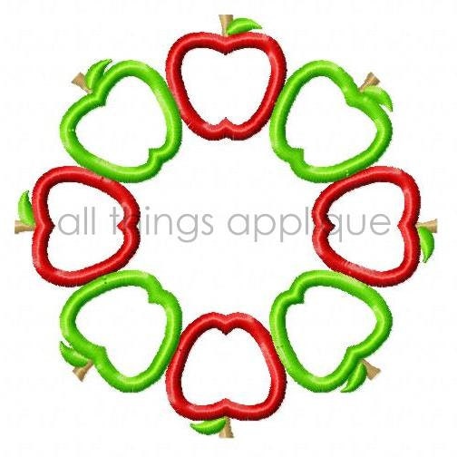 Circle of Apples Embroidery Designs 3 Sizes INSTANT - Etsy