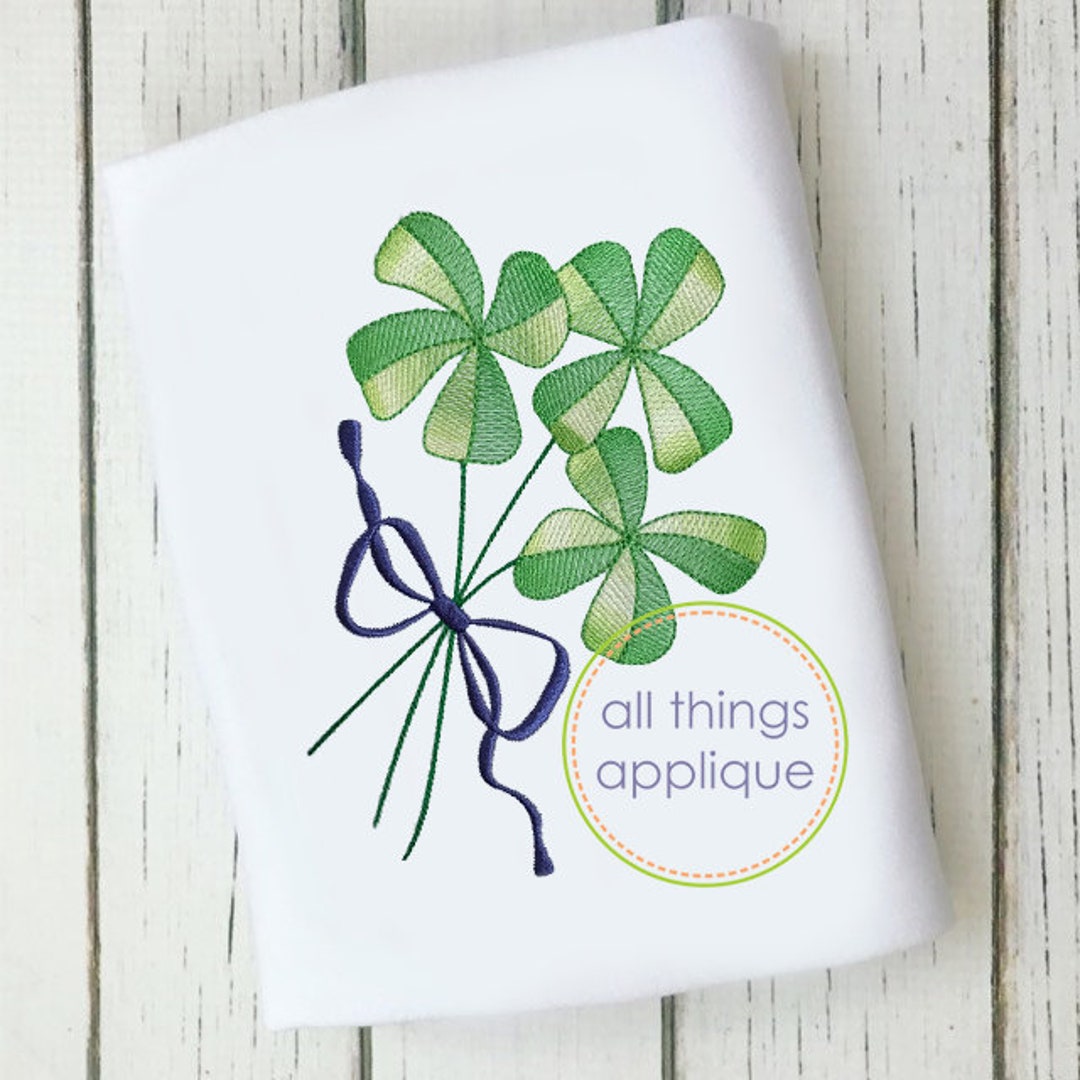 St. Patrick's Day Shamrock Flowers Sketch Stitch Embroidery Design ...