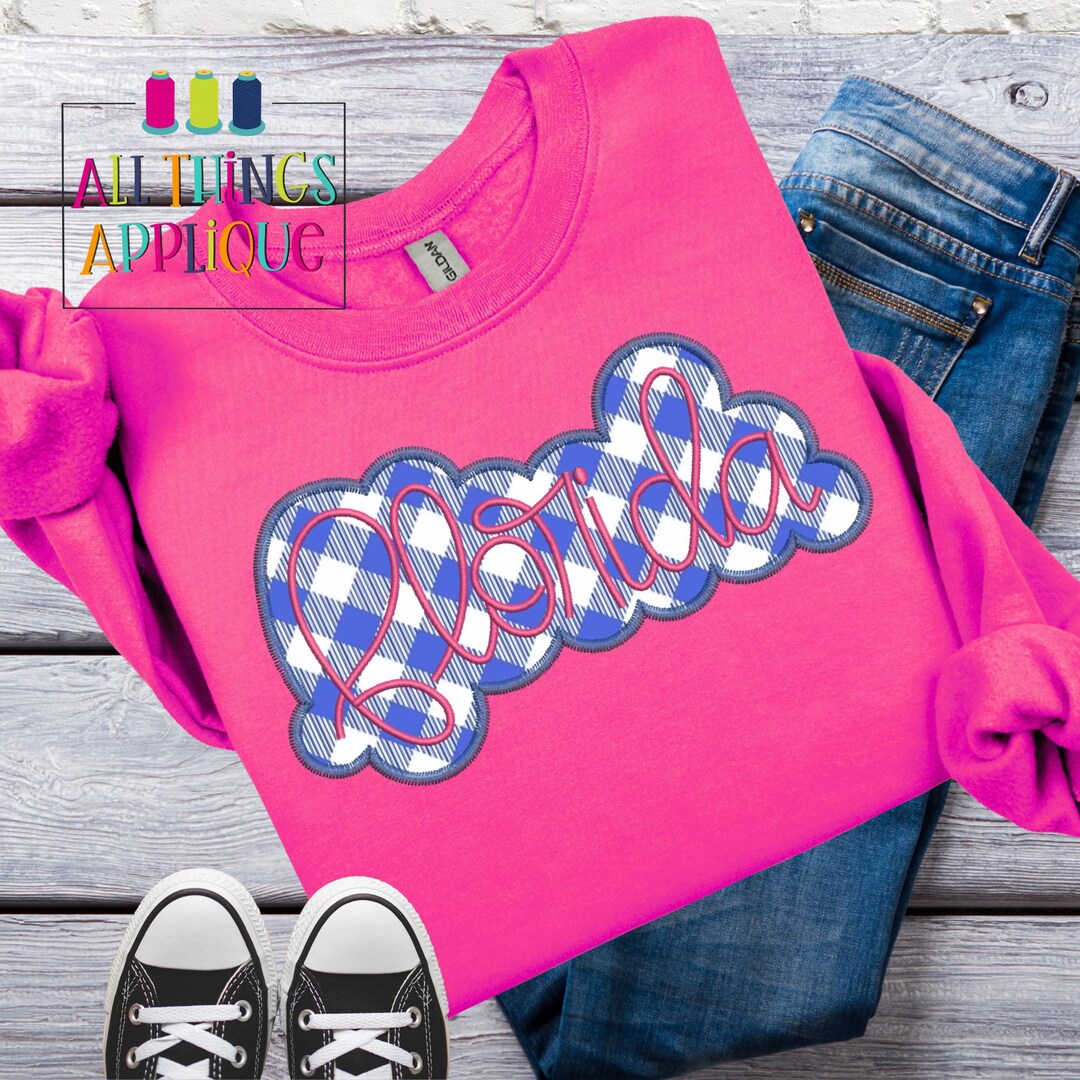Florida Hand Lettered Machine Embroidery Applique Design - Double Stack ...