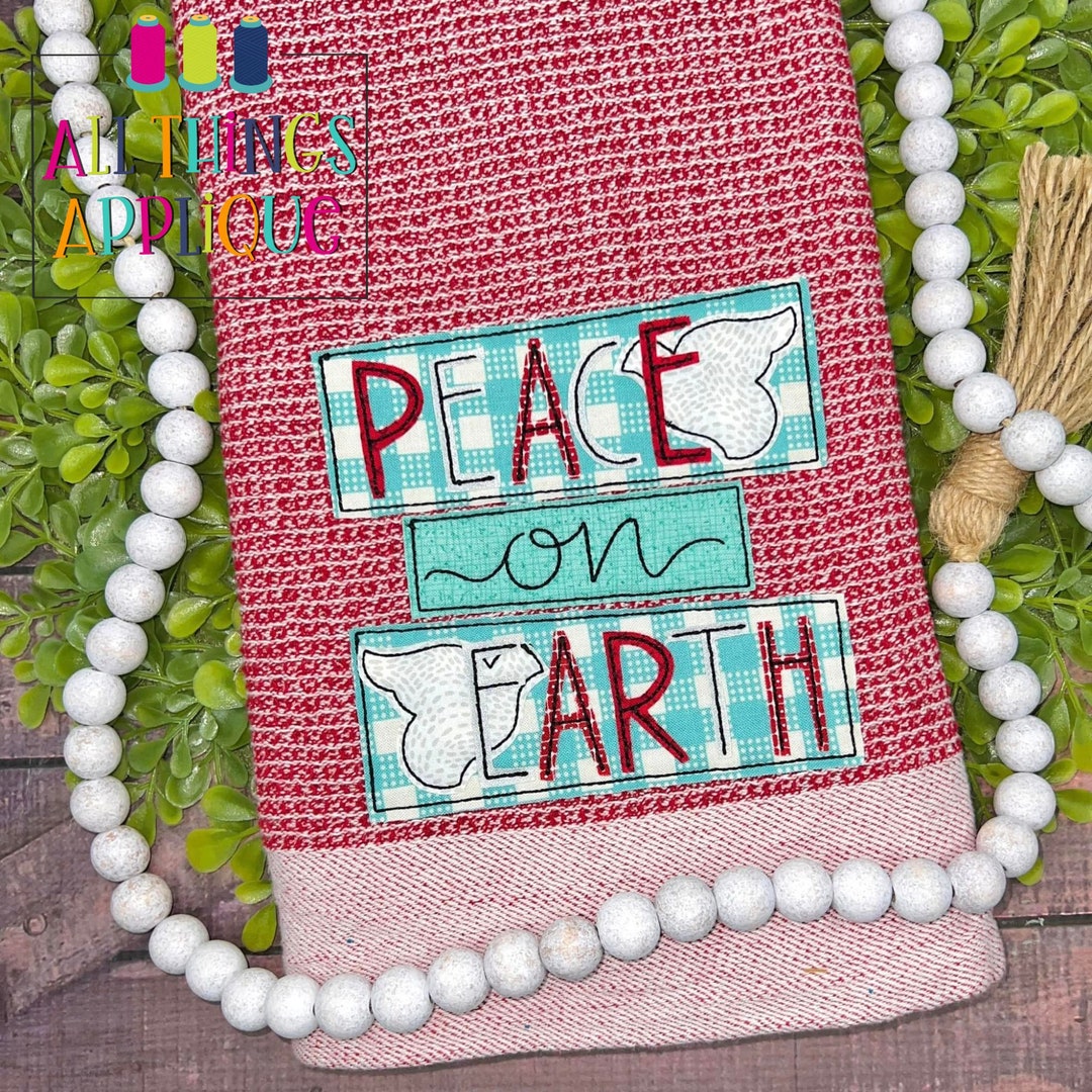 Christmas Applique Design - Peace on Earth With Dove - Bean Stitch ...