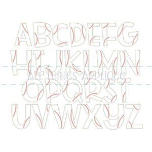 Baseball Applique Alphabet in Zig Zag Stitch - 26 Uppercase Letters & 5 ...