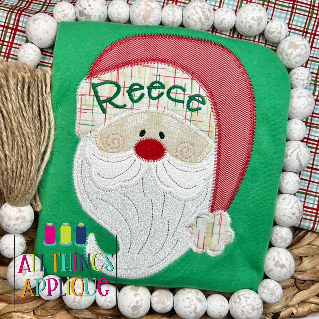 Santa Applique Design for Machine Embroidery in Zig Zag Stitch Instant ...