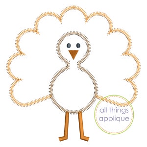Stick Leg Turkey - Zig Zag Stitch Applique Design (#1202 ...