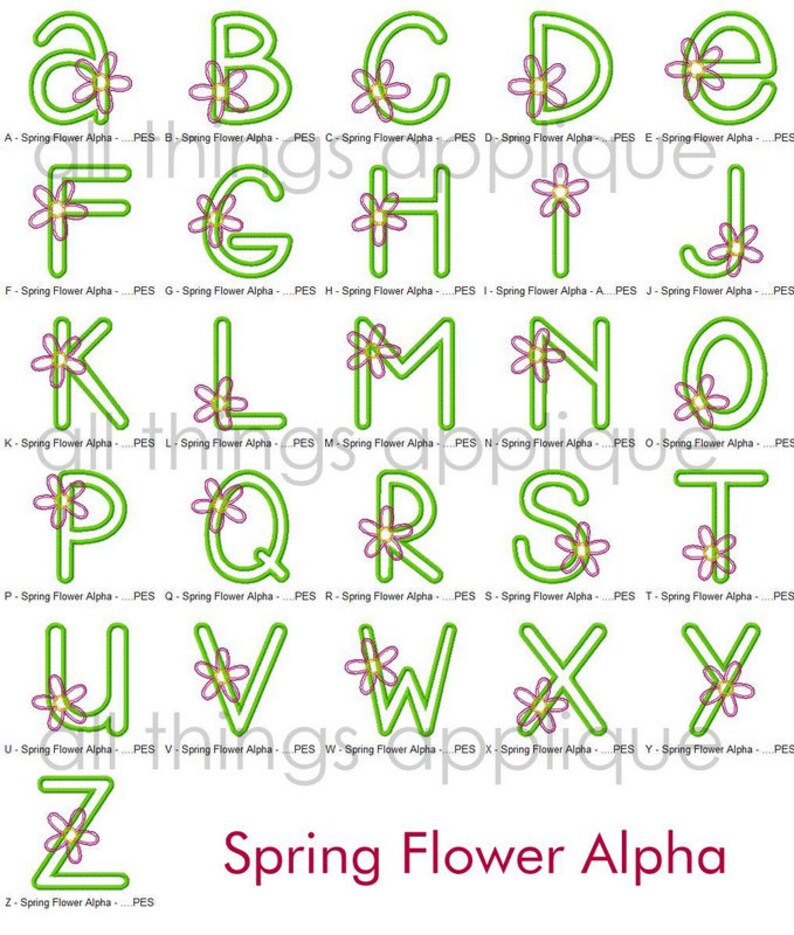 Spring Flower Applique Alphabet 26 Letters 3 Sizes - Etsy