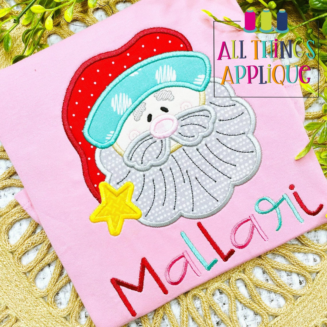 Santa Applique Design for Machine Embroidery in Satin Stitch | Instant ...