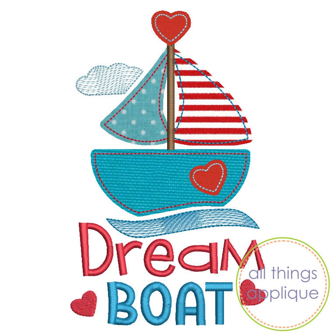 Dream Boat Applique Design - BEAN Stitch (#1062) - Valentine Applique ...