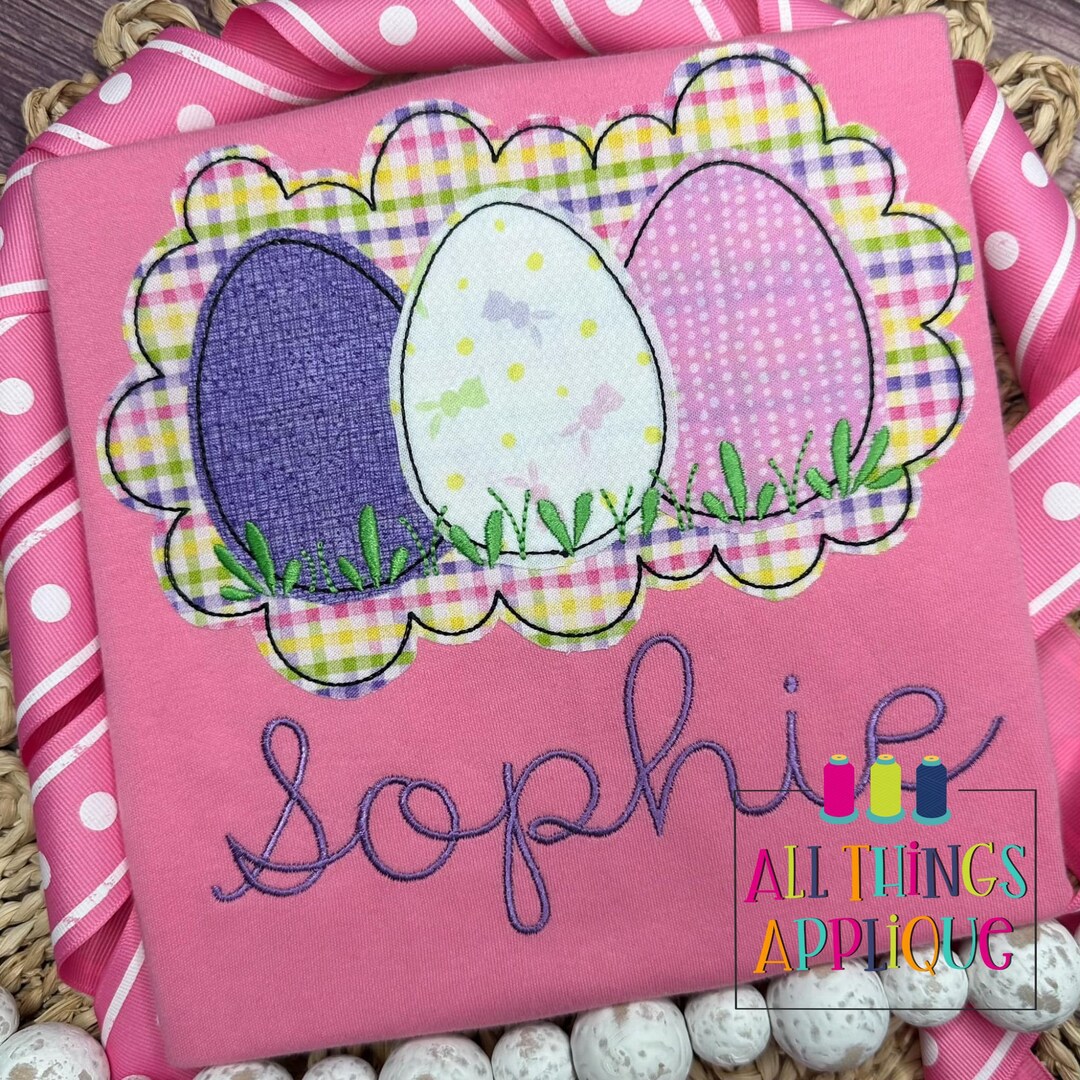 Easter Egg Trio on Scallop Patch Applique - Bean Stitch Machine ...