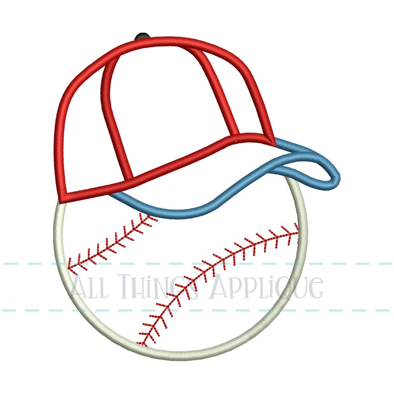 Baseball Applique Design for Machine Embroidery - Satin Stitch Applique ...