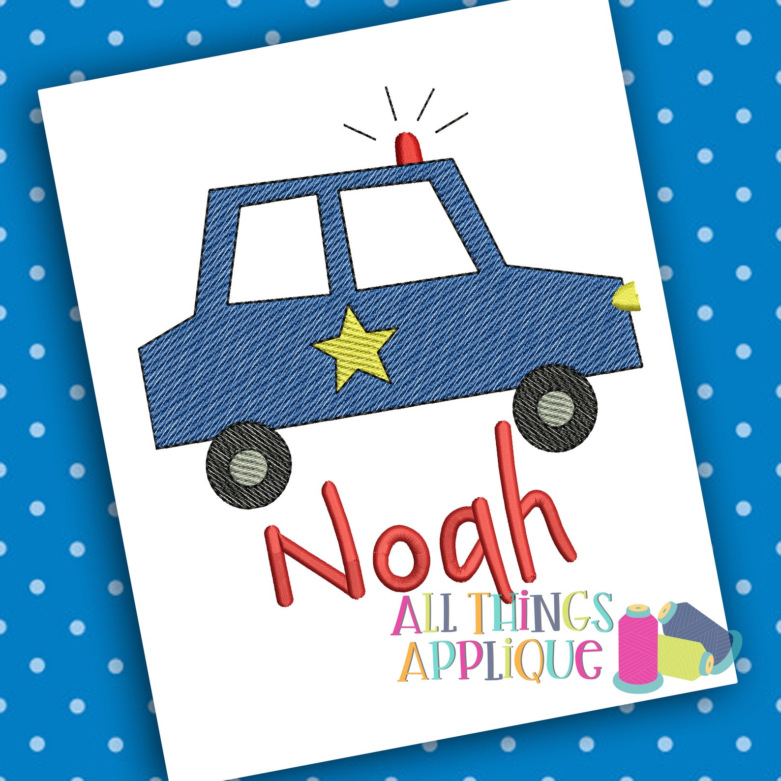 Embroidery Designs Sketch Sribble Stitch Police Car | Etsy