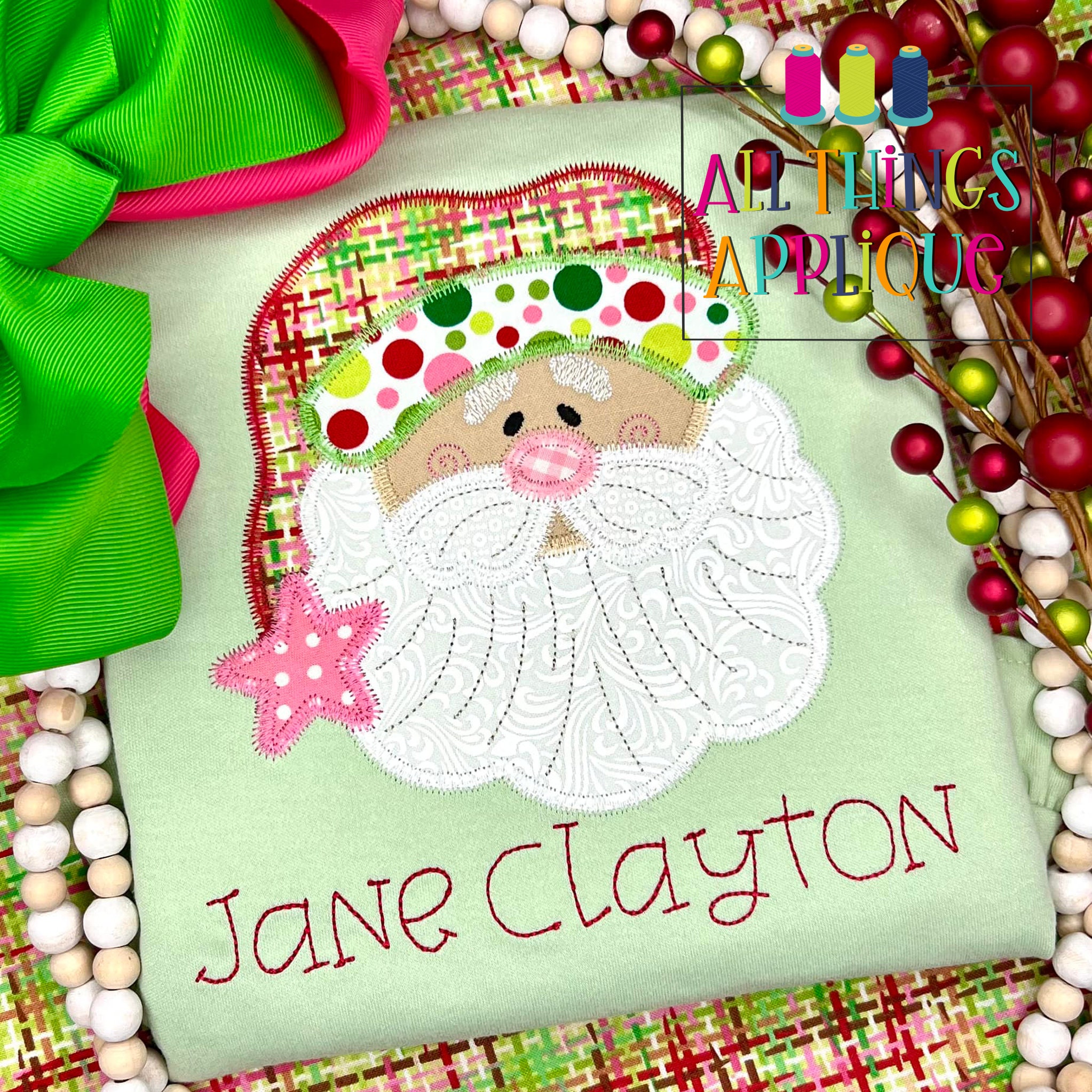 Santa Applique Design for Machine Embroidery in Zig Zag Stitch - Etsy