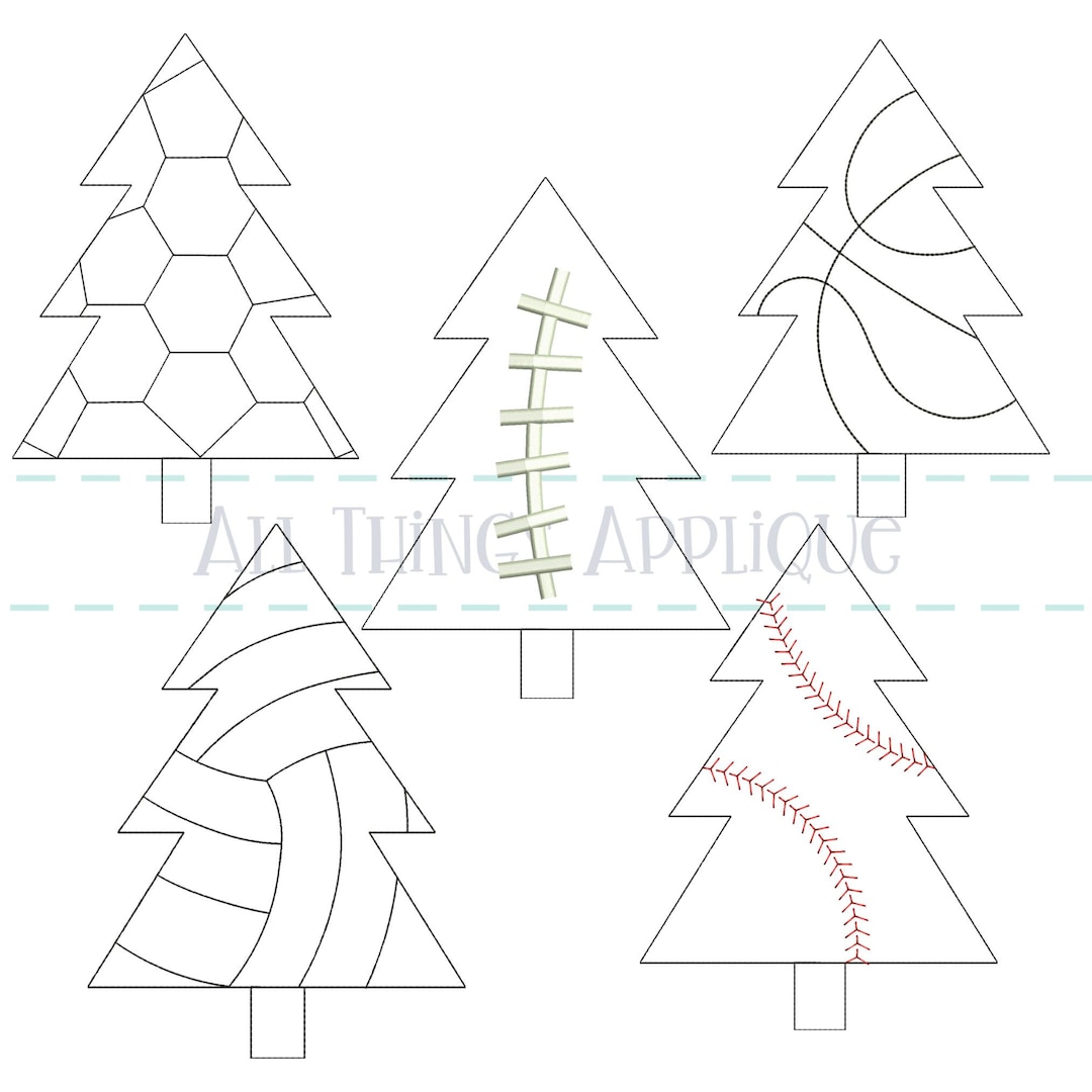 Christmas Applique Design Bundle - Sports Tree Machine Embroidery ...