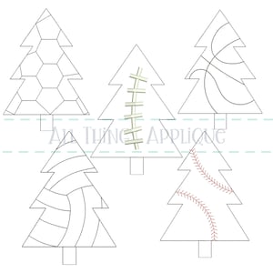 Christmas Applique Design Bundle Sports Tree Machine Embroidery ...