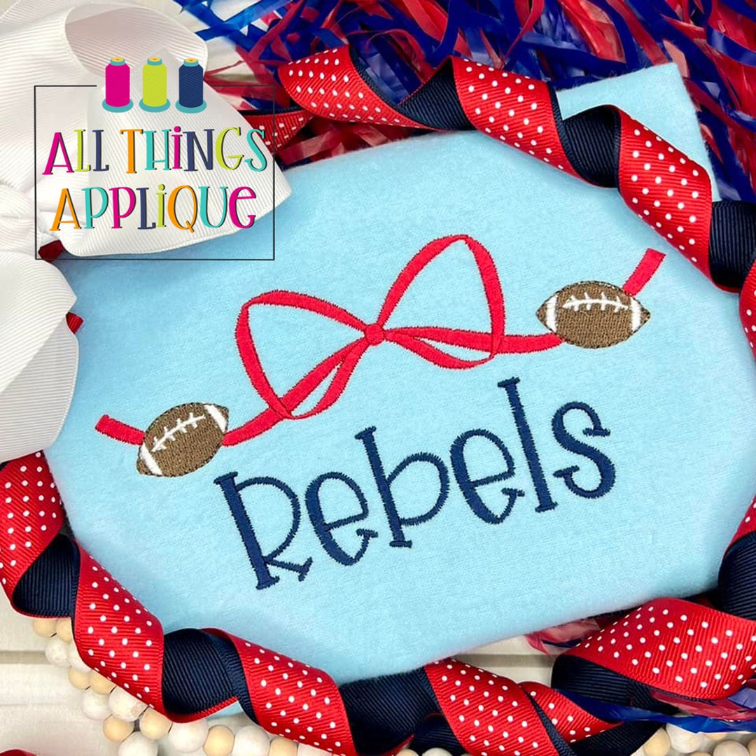 Football Bow Machine Embroidery Design - Girl Fill Stitch Embroidery ...