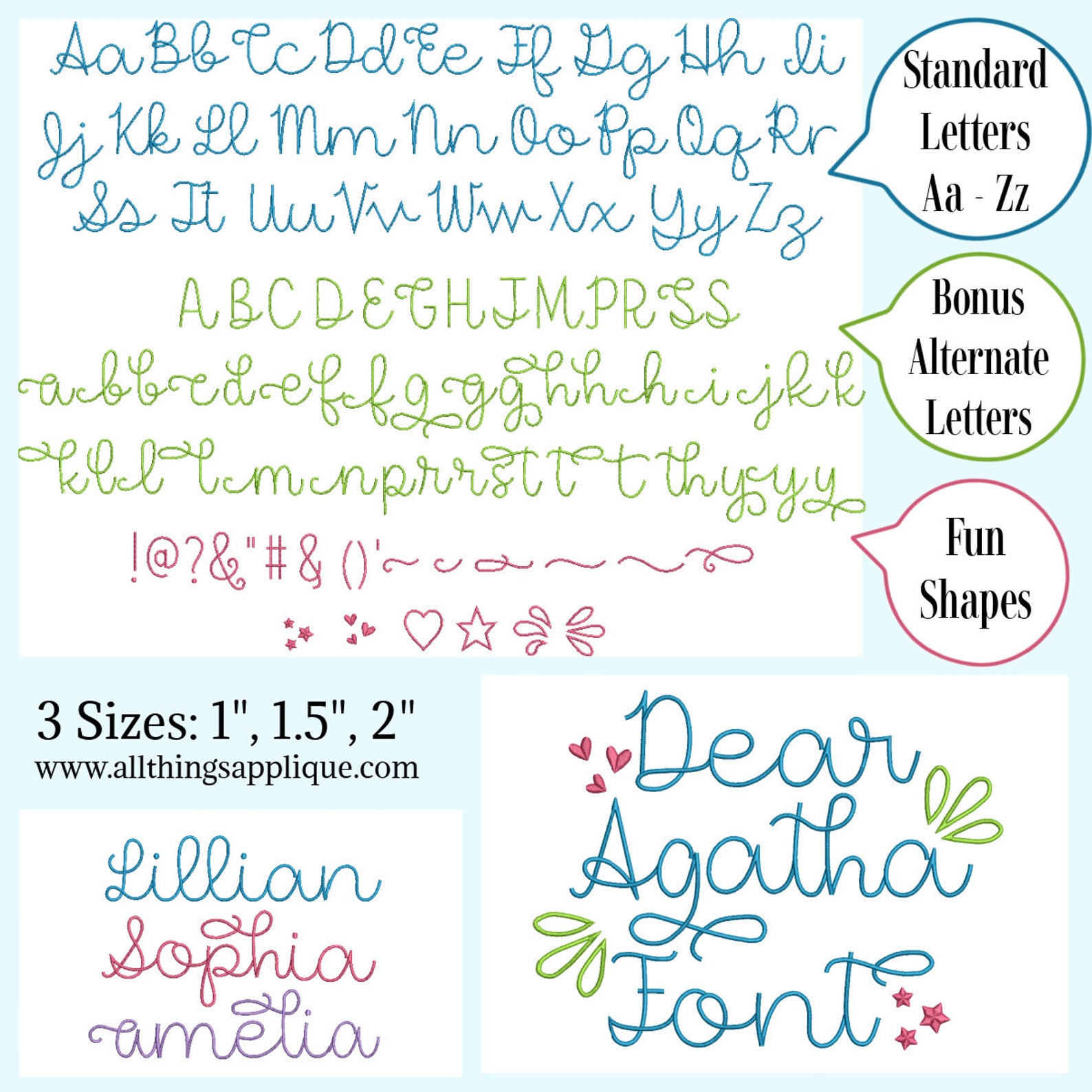 Cursive Machine Embroidery Font Alphabet for Monogram - Dear Agatha ...