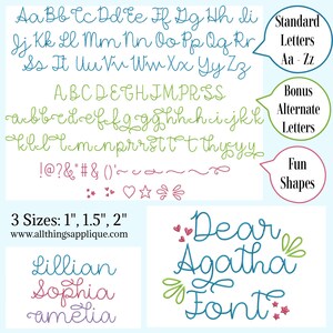 Cursive Machine Embroidery Font Alphabet for Monogram - Dear Agatha ...