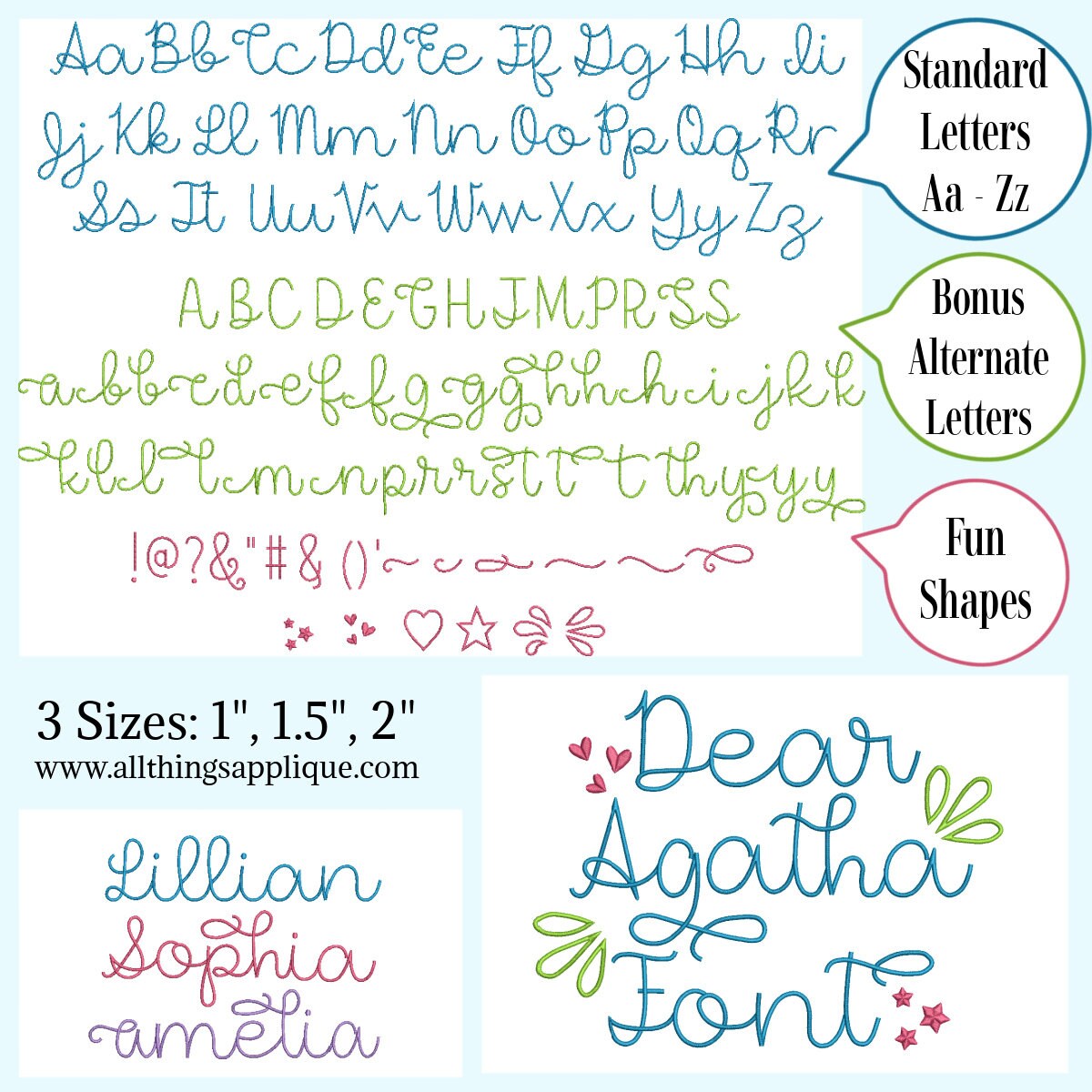 Cursive Machine Embroidery Font Alphabet for Monogram Dear | Etsy UK