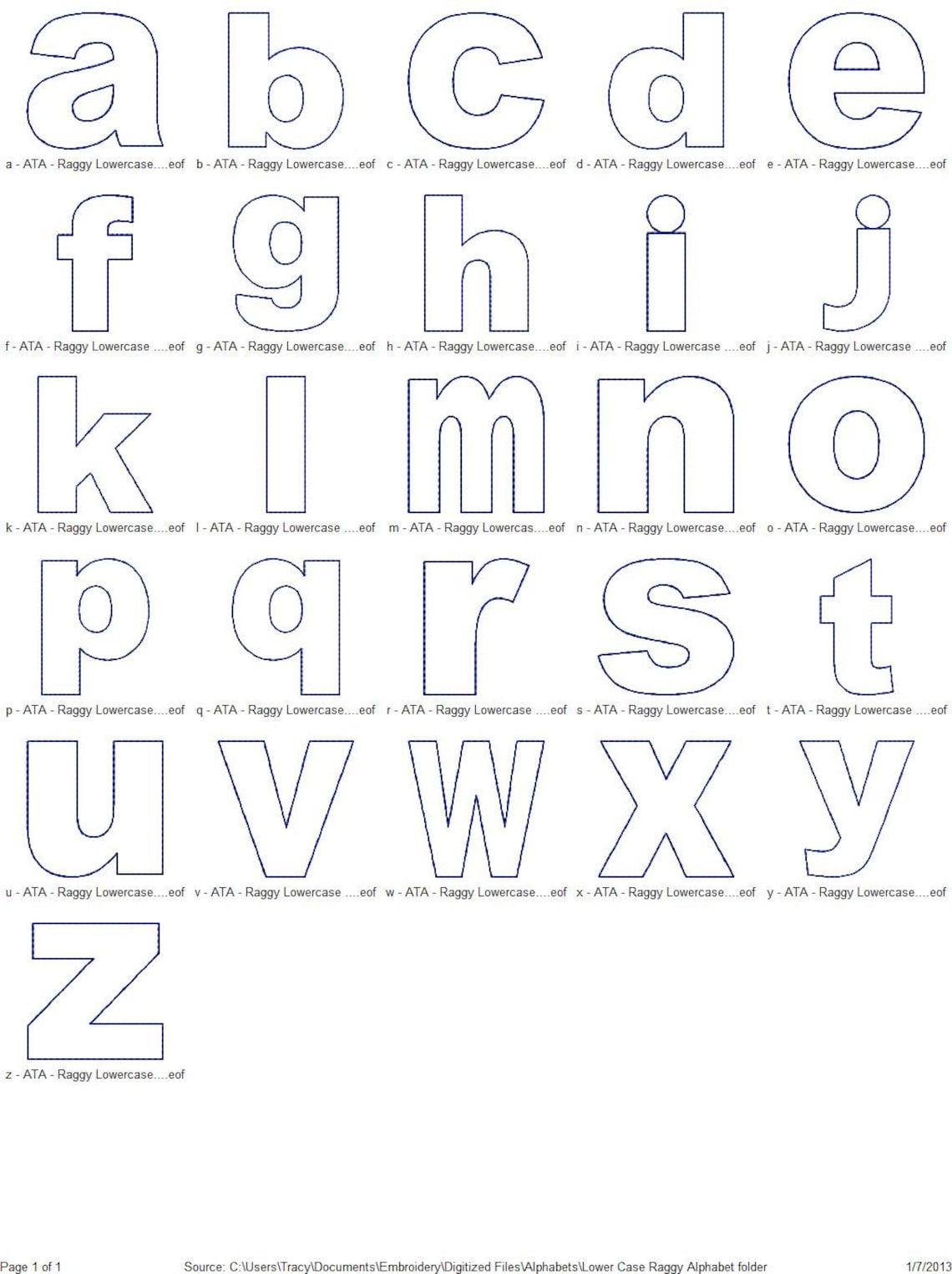 Applique Font Lowercase Raggy Alphabet Letters - Machine Embroidery ...