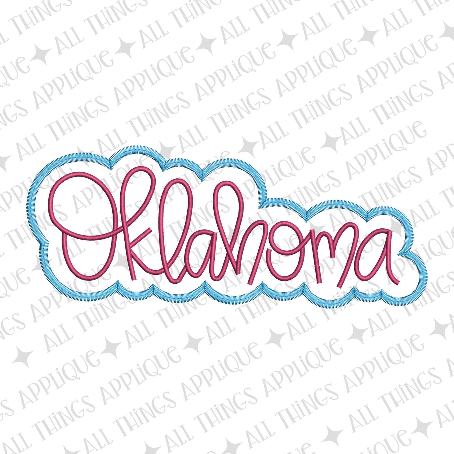Oklahoma Hand Lettered Machine Embroidery Applique Design - Double ...