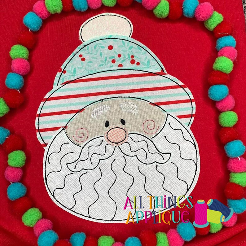 Santa Applique Design Set 6 Bean Stitch Applique Santa Claus | Etsy