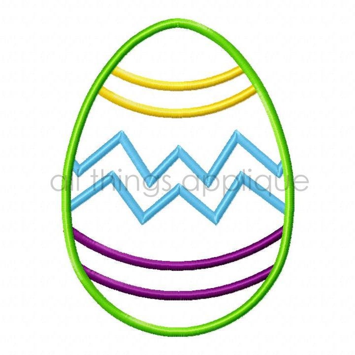 Easter Egg Machine Embroidery Applique Design With Chevron - Etsy