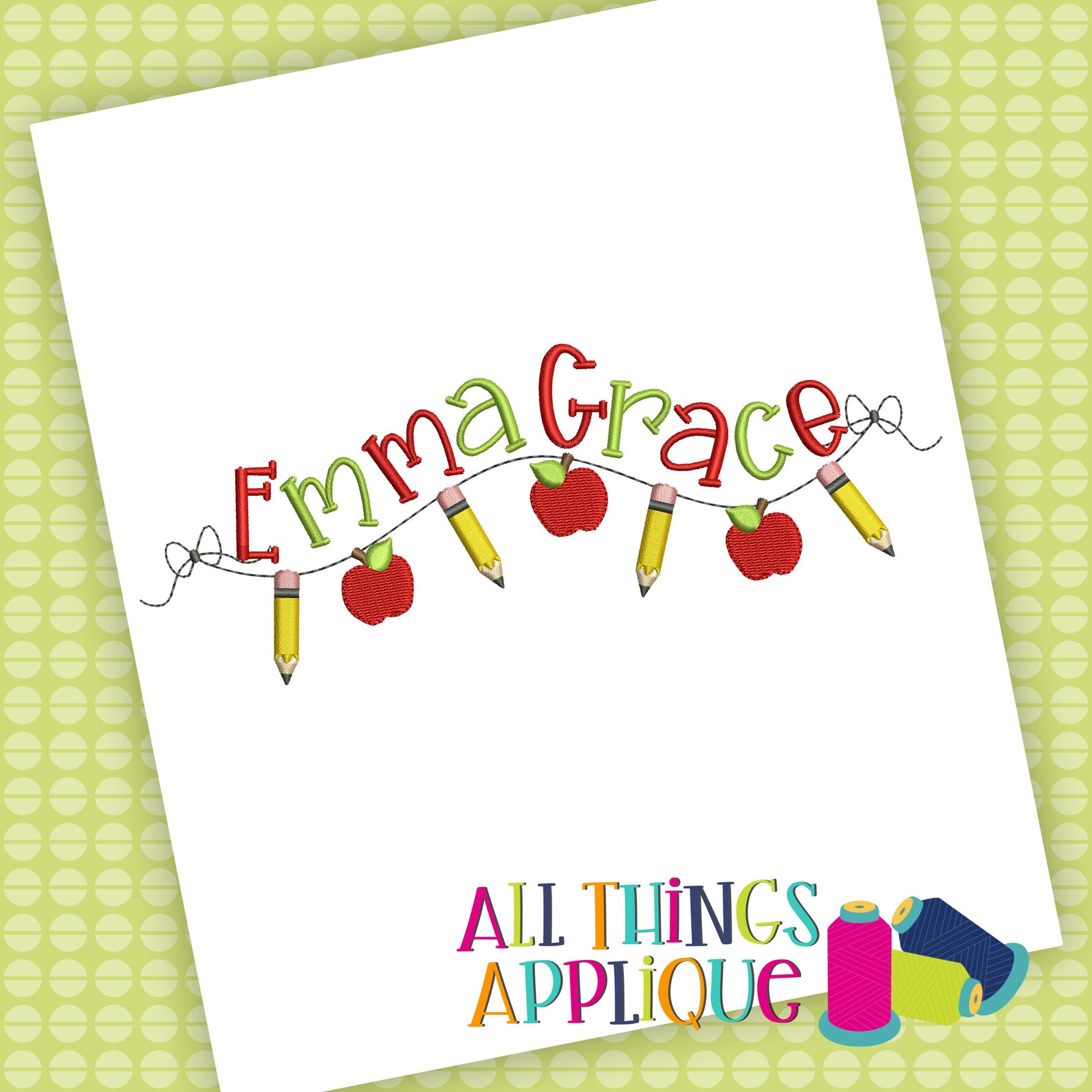 Back to School Bunting Design With Apples and Pencils for Your - Etsy