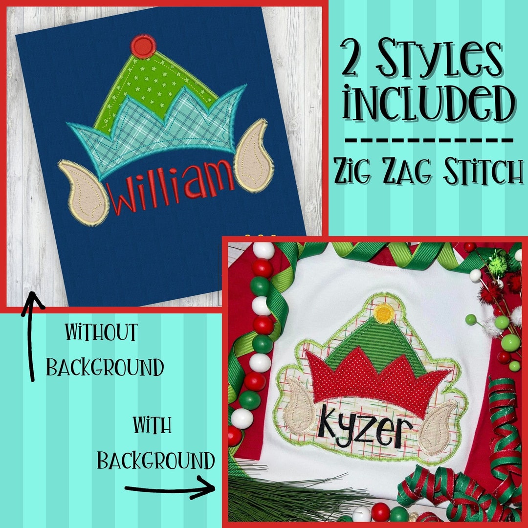 Elf Hat Applique Design With or Without Background Fabric Elf Hat ZZ ...