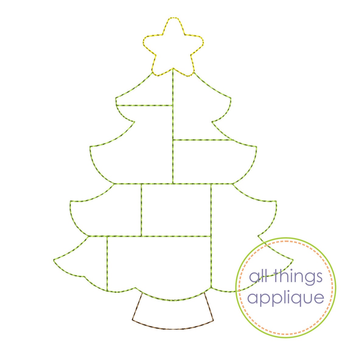 Patchwork Christmas Tree Applique Design 1054 Christmas - Etsy