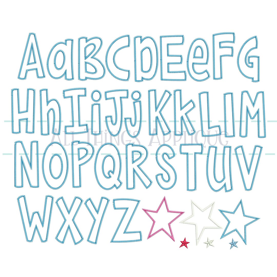 Summer Stars Zig Zag Stitch Applique Alphabet for Use With Your ...