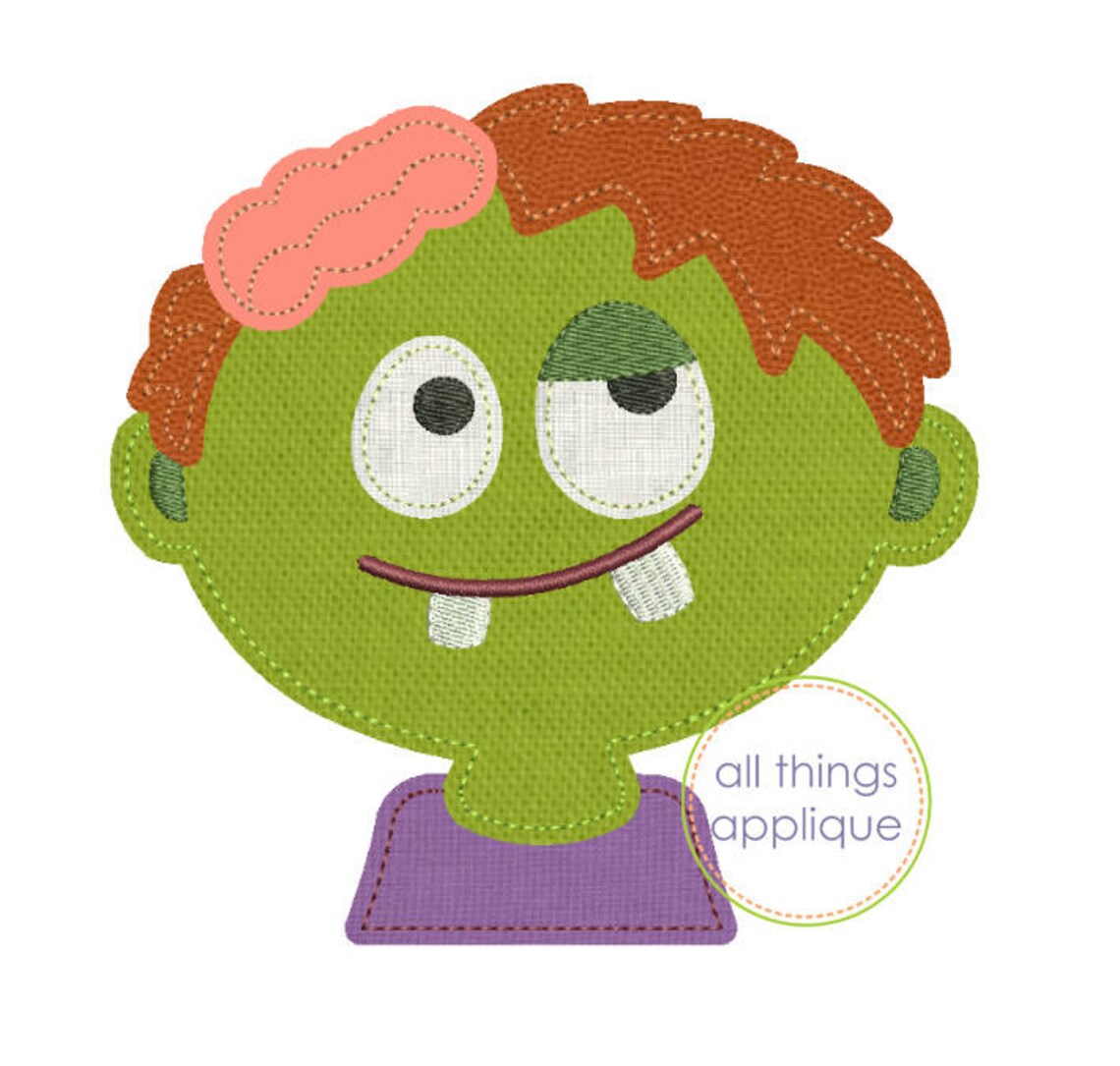 Zombie Bean Stitch Applique Design 989 Halloween Applique - Etsy
