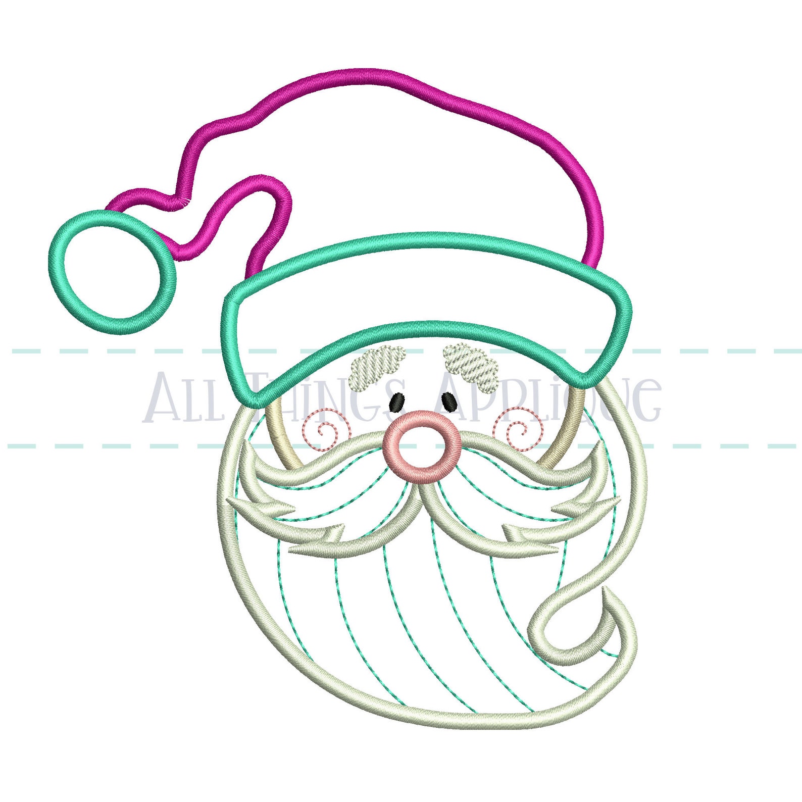Santa Applique Design for Machine Embroidery in Satin Stitch | Instant ...