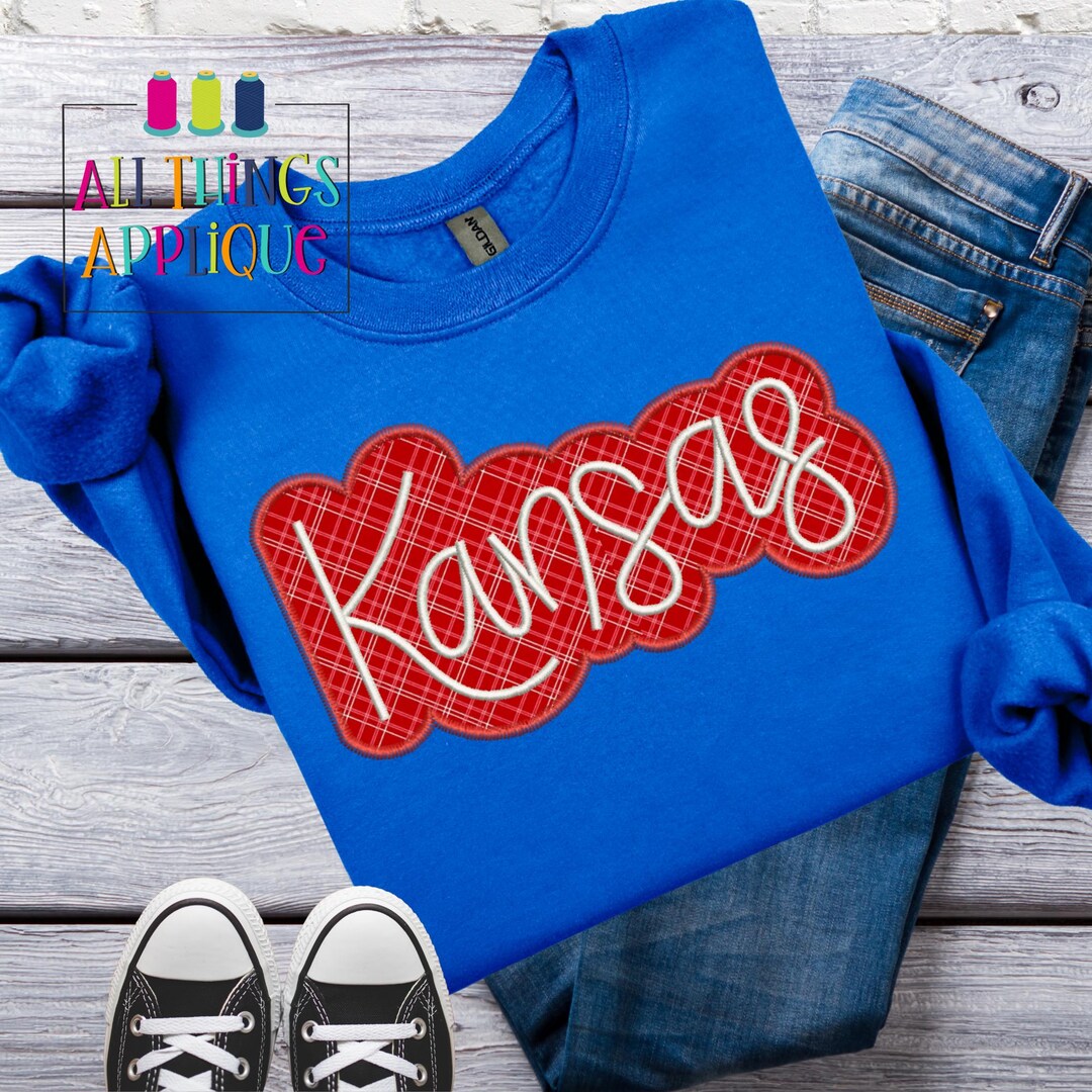 Kansas Hand Lettered Machine Embroidery Applique Design - Double Stack ...