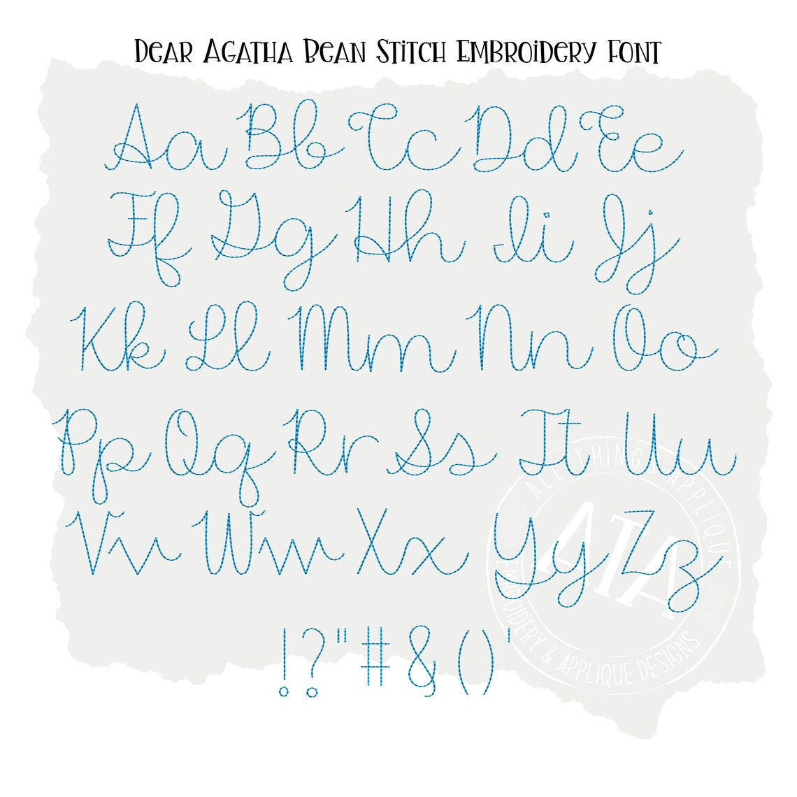 Dear Agatha Bean Floss Stitch Embroidery Font - 120 Characters ...