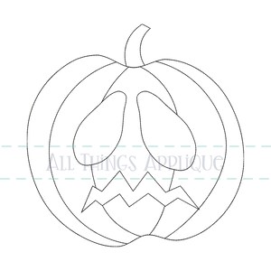 Jack O Lantern Bean Vintage Stitch Applique Design for Halloween ...