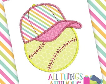 Softball Baseball Applique Design for Machine Embroidery Zig - Etsy