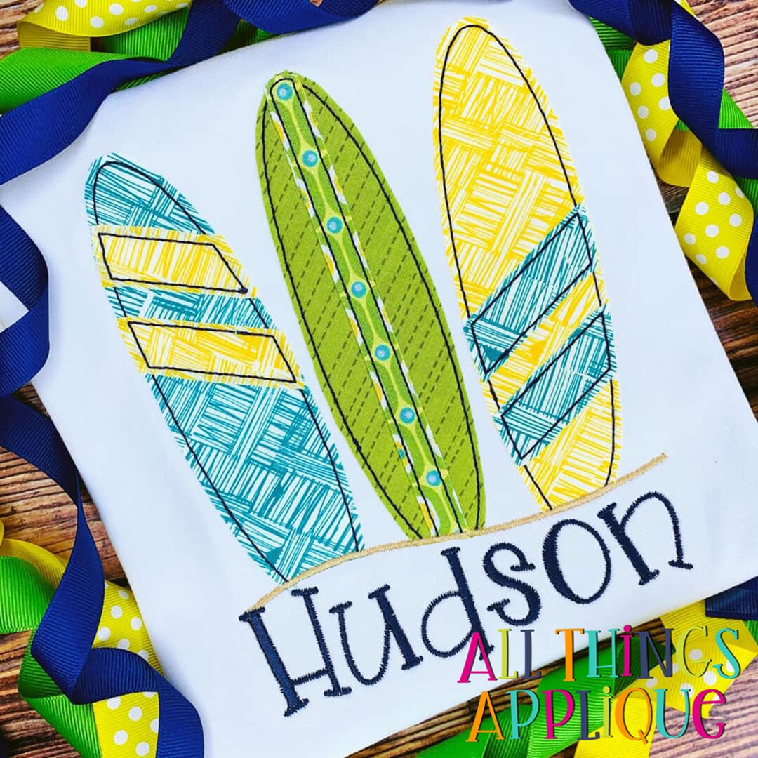 Surfboard Applique Design - Surfboard Machine Embroidery Applique ...