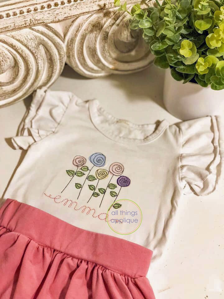 Sketch Scribble Stitch Spring Flowers Embroidery Design by All | Etsy