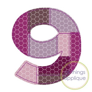 Patchwork Number Set Applique Design - Numbers 0-9 - Bean Stitch - #982 ...
