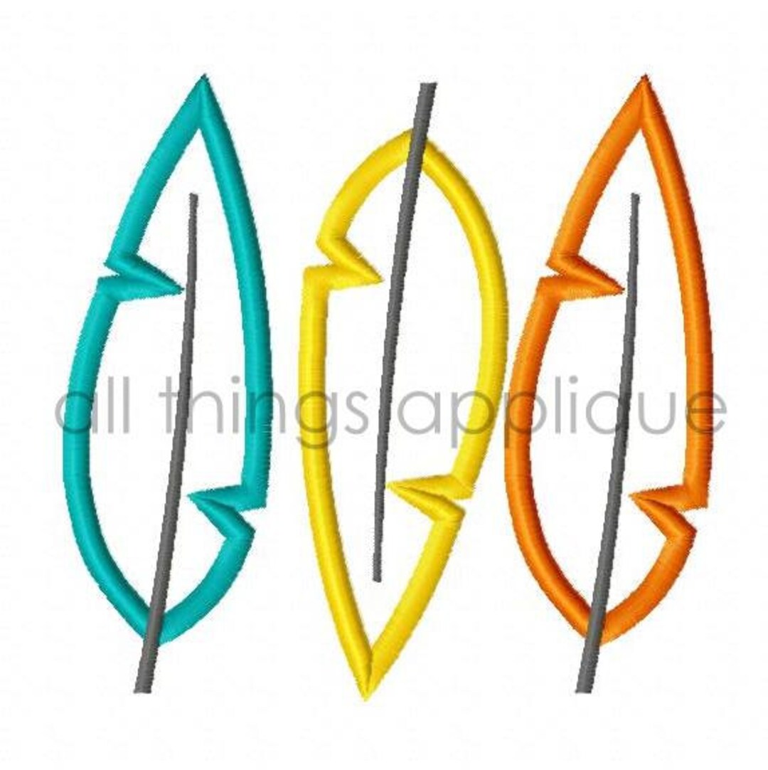 Triple Feather Applique Design - 4 Sizes - Machine Embroidery Design ...