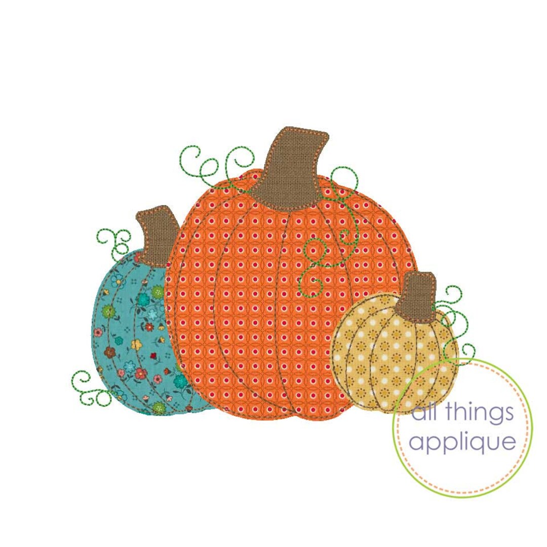 Three Pumpkins Halloween Applique Design - Bean Stitch (#1415 ...