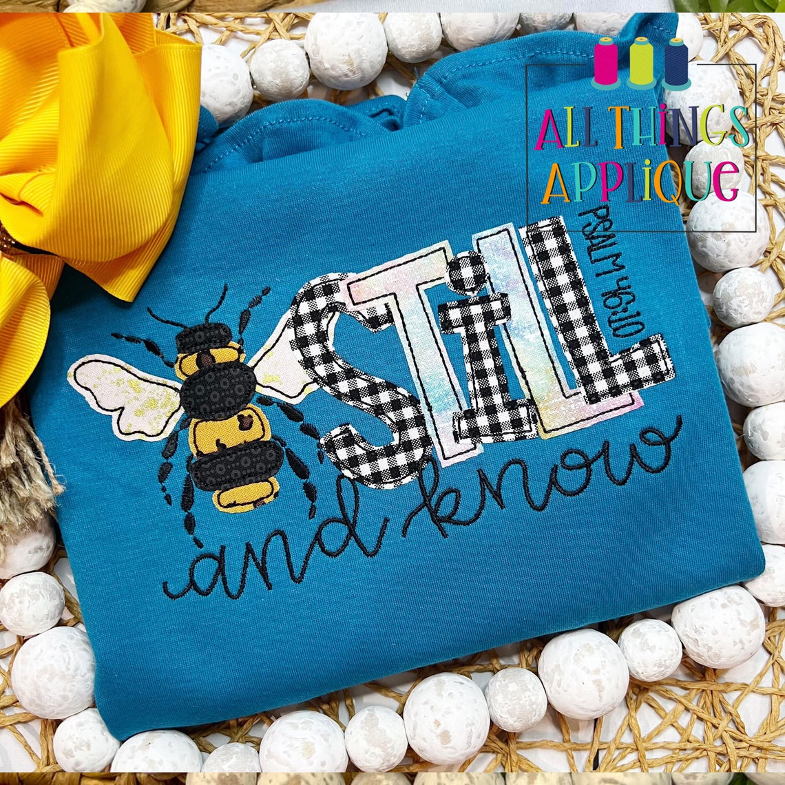 Be Still and Know - Bean Stitch Religious Machine Embroidery Applique ...