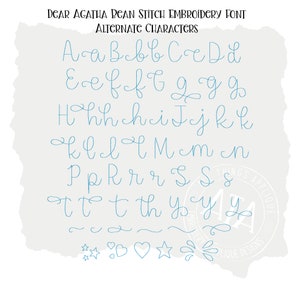 Dear Agatha Bean Floss Stitch Embroidery Font - 120 Characters ...